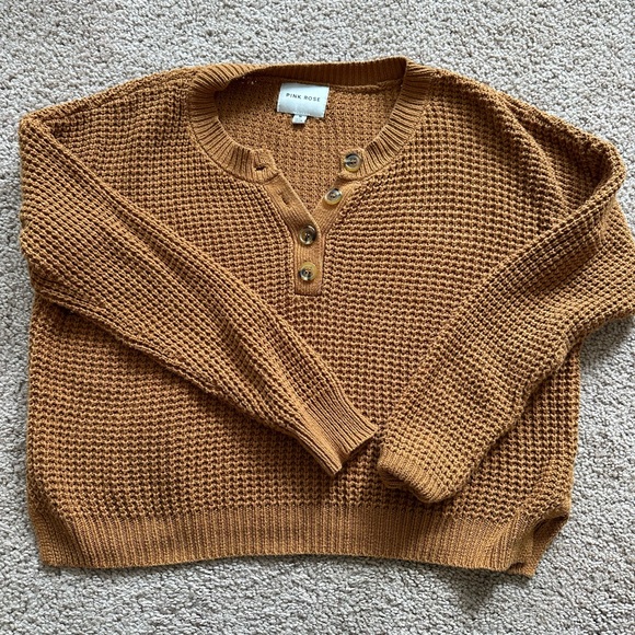 Pink Rose | Sweaters | Pink Rose Cognactan Brown Knit Cropped Sweater ...